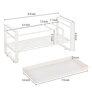 MyGift Modern Matte White Metal Kitchen Sink Sponge Holder and Accessory Rack with Removable Drainage Tray