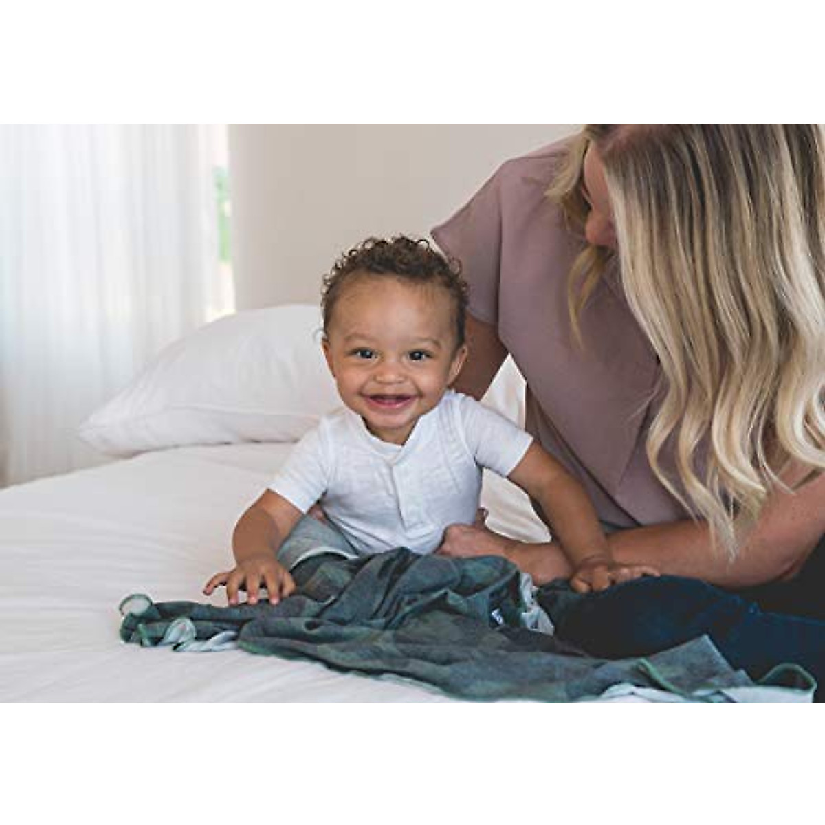 Large Premium Knit Baby Swaddle Receiving Blanket "Hunter" by Copper Pearl