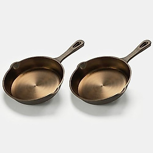 HAWOK Smooth Cast Iron Pre-Seasoned Skillet Dia.6 inch Set of 2