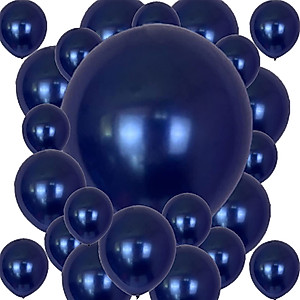 100 Pack Navy Blue Balloons Different Sizes 18/12/10/5 Inch Party Balloon Kit Chrome Round Pearl Dark Blue Balloons for Wedding Graduation Baby Shower Birthday Christmas Party Decoration (Navy Blue)