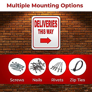 Deliveries This Way w/Right Arrow Outdoor Sign - Delivery Driver Delivery Instructions for My Packages from Amazon, FedEx, USPS, UPS - Indoor Outdoor Signs for Home, Work - 8.5" x1 0"