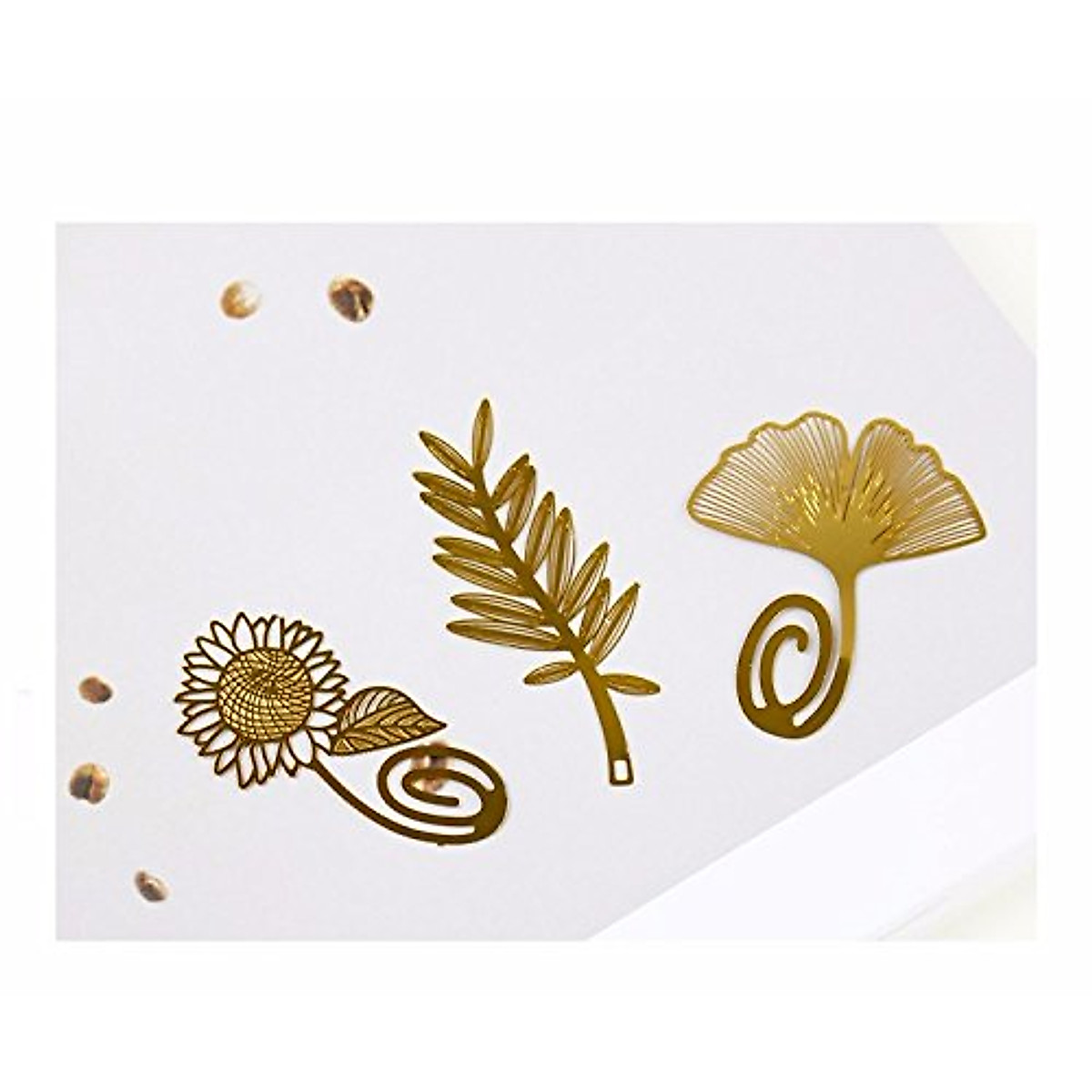 Fascola Pack of 8 Cute Cartoon Art Golden Feather Bookmarks Metal Book Mark for Reading Stationery Office School Supplies