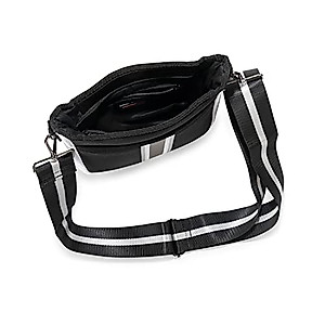 Haute Shore - Jeri Jazz Crossbody Tote, Black W/Black & Silver Stripe