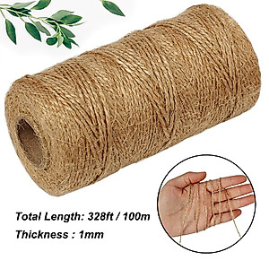 Shintop 328 Feet Natural Jute Twine Best Industrial Packing Materials Heavy Duty Natural Jute Twine for Arts and Crafts and Gardening Applications (328 Feet Twine)