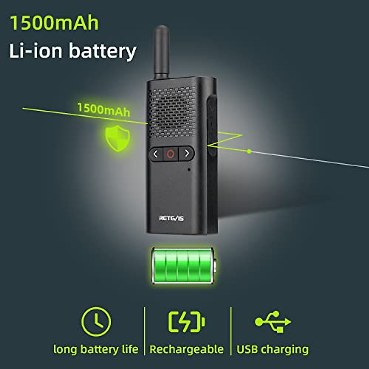 Retevis RB28B Walkie Talkies for Adults,Two Way Radios Long Range Rechargeable,1500mAh Battery,USB Charging,Mini 2 Way Radio Handheld for Easter Gifts Hiking Outdoor Camping Trip Hunting(4 Pack)