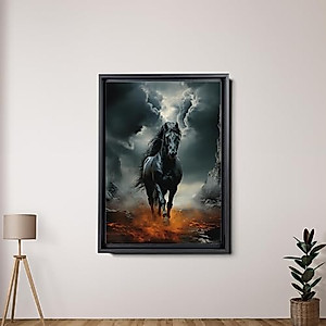 Majestic Black Stallion Galloping In The Clouds, Black Horse On Salt Flats, Canvas Print, Black Horse Print, Black Horse Wall Art, Canvas Prints, Wall Decor