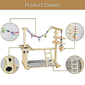 Exttlliy Parrots Bird Playground Birdcage Playstand Play Gym Parakeet Playpen Ladder with Feeder Cup Bird Toys Swing Chew Toy