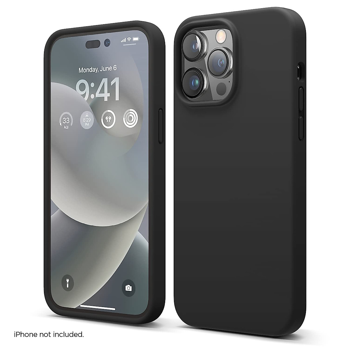 elago Compatible with iPhone 14 Pro Max Case, Liquid Silicone Case, Full Body Protective Cover, Shockproof, Slim Phone Case, Anti-Scratch Soft Microfiber Lining, 6.7 inch (Black)