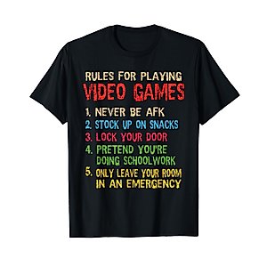 Funny Gamer Boys Teens Saying Rules For Playing Video Games T-Shirt