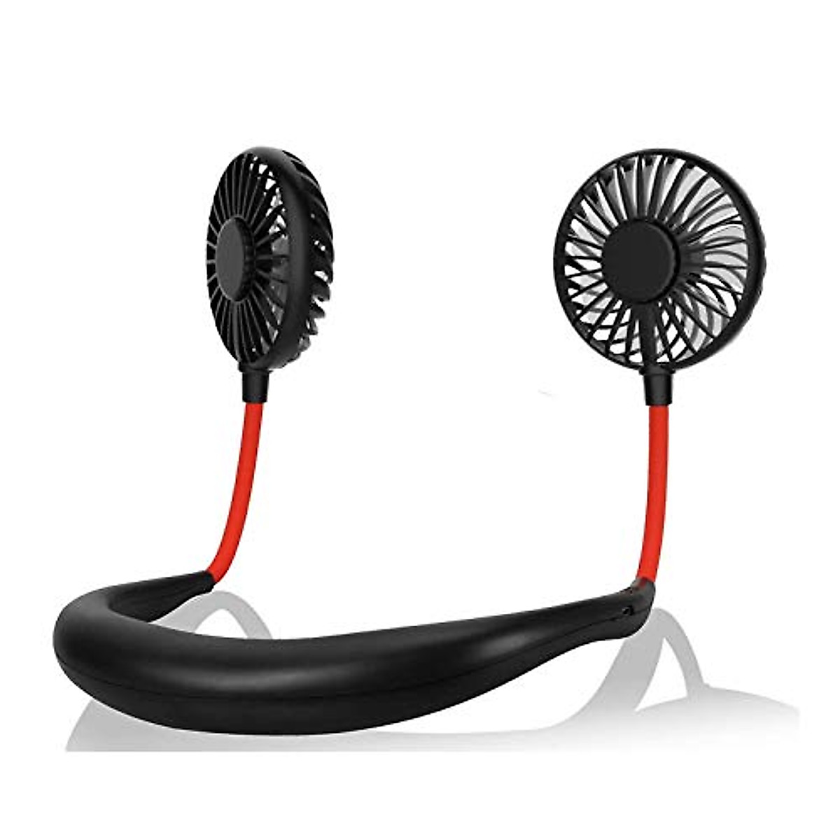 ANYPOWK Portable Neck Fan, USB Rechargeable Fan with 3 Speeds Adjustable, Neck Fans Portable Rechargable Prime with LED Lights - Black