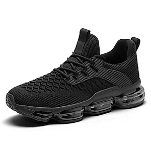 Socviis Mens Slip on Trail Runners Air Cushion Fashion Shoes Casual Tennis Walking Athletic Sneakers Basketball Trainers Zapatillas Black