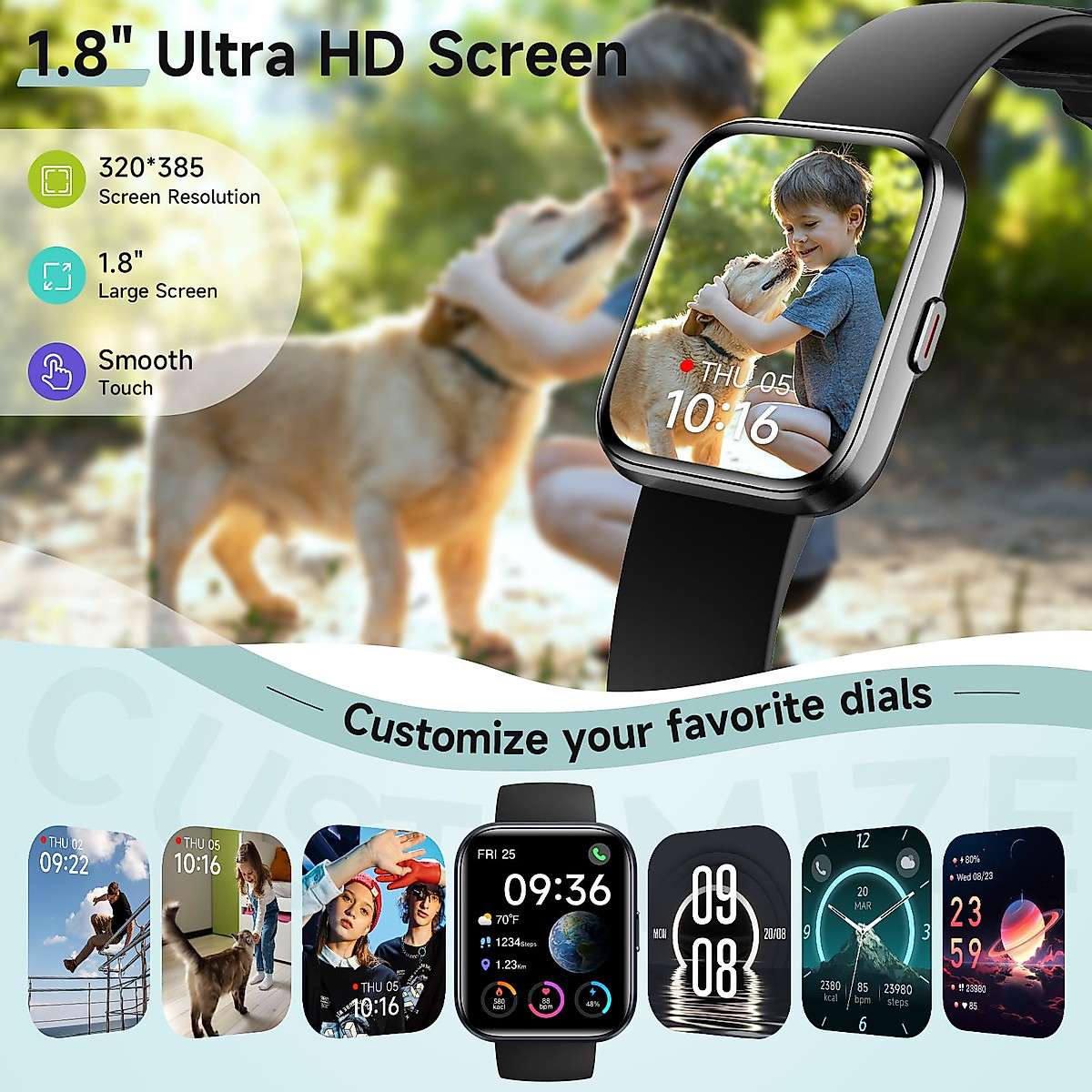 Gydom Smart Watch for Women -Answer/Dial Call & Alexa Built-in, 1.8" Touch Screen Fitness Watch with Heart Rate SpO2 Sleep Monitor, 100 Sport Modes, IP68 Waterproof Activity Tracker for iPhone Android