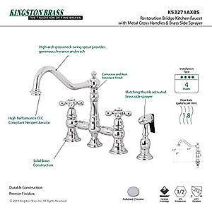 Kingston Brass KS3271AXBS Restoration Bridge Kitchen Faucet, Polished Chrome