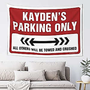 Man Cave Rules Kayden'S Parking Only Tapestry Space Decor Vintage Decor (Size : 75X100CM)