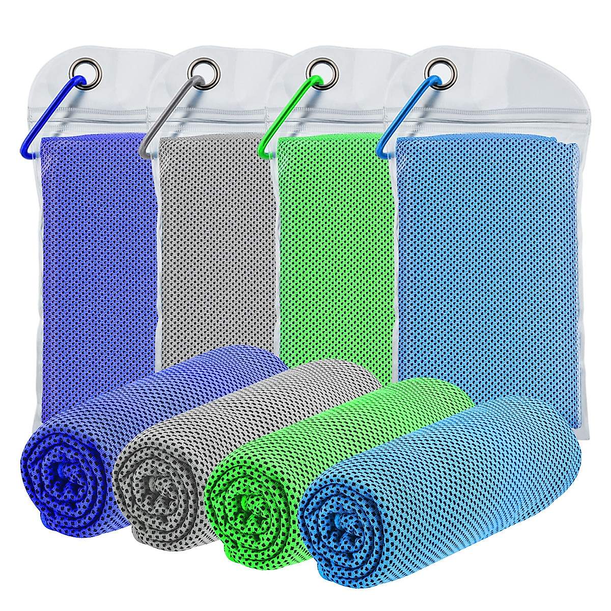ExTowel Excellent Cooling Towels Neck and Face,(40" x 12") Bulk Ice Towel,Soft Breathable Cooling Towels for Hot Weather,Athletes,Yoga,Gym,Workout,Sports,Camping,Microfiber Cold Towels 4pack