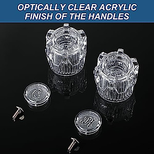 Dreyoo Shower Knob Replacement Compatible with Phoenix Mobile Home Sink &Tub/Shower, Acrylic Bathtub Knobs Parts Clear Faucet Handles with 17pt Spline Point Broach Center Hole(1 Pair)