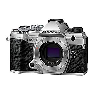OM System OM-5 Silver Micro Four Thirds System Camera Outdoor Camera Weather Sealed Design 5-Axis Image Stabilization 50MP Handheld High Res Shot