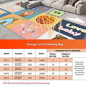 NujorWarm Electric Heating Carpet Heated Rug Space Heater Foot Warmer with Timer Fast Warm Up Safety Protection Pu Leather Easy Clean 110V 1100W 4.9 * 6.56Ft BB