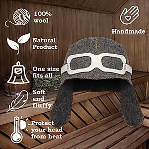 Wool Sauna Hat Embroidered Pilot Sauna Hat Finnish - Ukraine Sauna Hat Wool - Russian Banya Hat for Men Sauna Hat for Men Sauna Hats Russian Gray