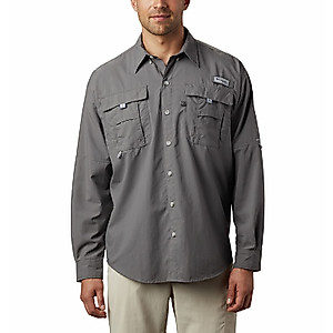 Columbia Men's Pfg Bahama Ii Long Sleeve Shirt, City Grey, Large