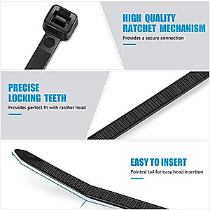 Long Zip Ties Heavy Duty 24 inch, Large Zip Ties with 200 lbs Tensile Strength, Big Cable Ties, Black, 50 Pack, by GAIIAN