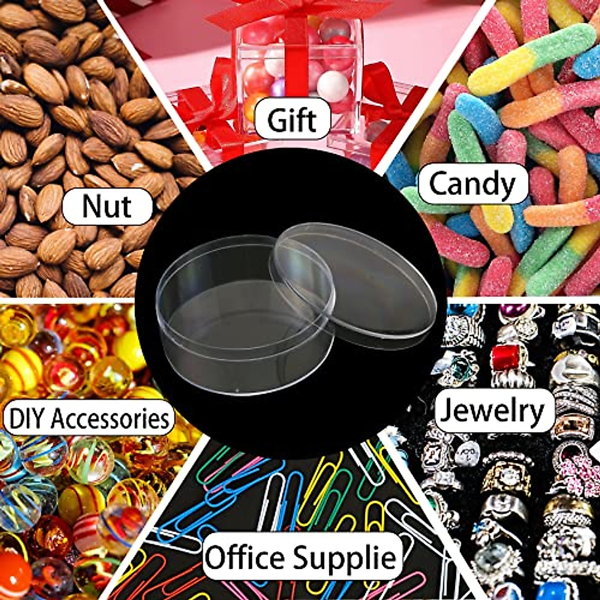 Tighall 10PCS Clear Acrylic Plastic Round Cube Organizer Acrylic Boxes for Display Clear Circle Box with Lid Containers for Candy,Beads