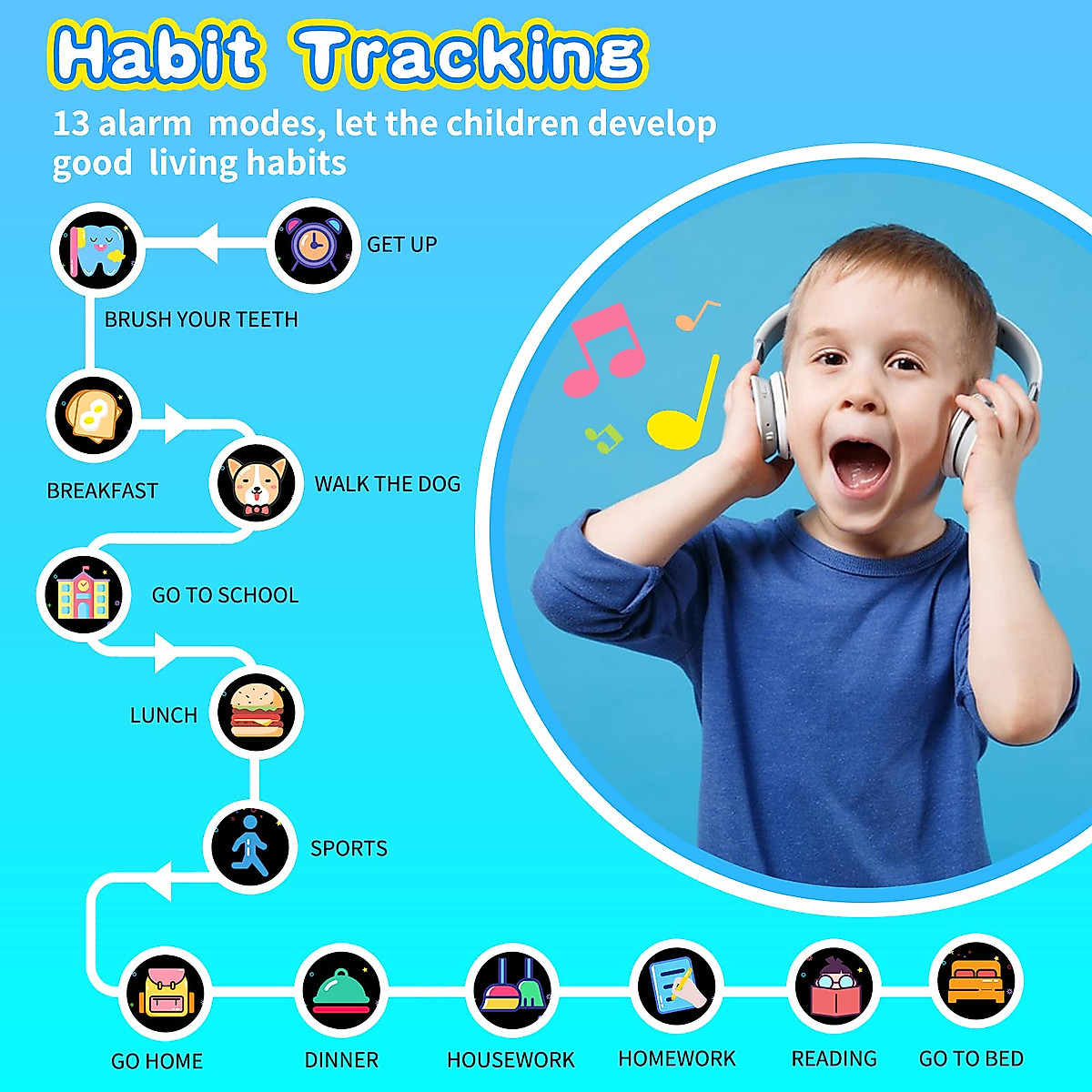 Cosjoype Smart Watch for Kids with 26 Puzzle Games HD Touchscreen Camera Video Music Player Habit Tracking Pedometer Alarm Flashlight 12/24 hr Educational Toys Birthday Gift for Girls Boys Ages 8 9 10