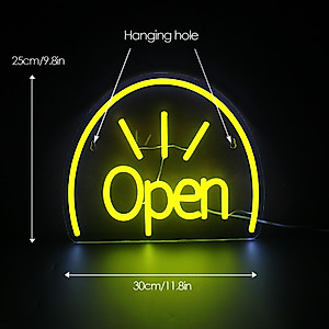 Neon Open Sign Ultra Bright USB Powered for Business, LED Open Neon Sign Dimmable for Store Restaurant Office Window Storefront Small 9.9 * 12 Inches