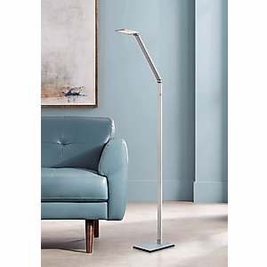 Possini Euro Design Bentley Modern Minimalist Style Task Floor Lamp LED Bright Lighting 61" Tall Silver Aluminum Adjustable Touch On Off for Living Room Reading House Bedroom Home