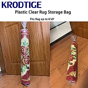 4 Pcs Clear Plastic Rug Storage Bags, Fits Rug up to 6'x9', 4.5 Mil Heavy Duty Rug Storage Bag with 10 Ties,Clear Carpet Bag for Storage, Moving, Shipping and Packing, Protects Your Rugs-No Vent Holes