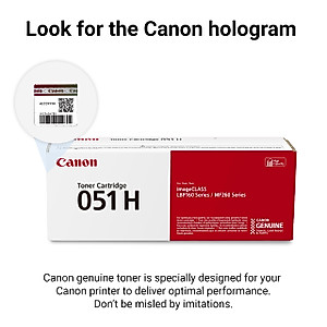 Canon Genuine Toner Cartridge 051 Black, High Capacity (2169C001), 1-Pack, for Canon imageCLASS MF264dw, MF267dw, MF269dw, LBP162dw Laser Printers