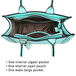 Dasein Purses Handbags for Women Satchel Vegan Leather Shoulder Bags Work Tote for Ladies with Matching Clutch (Turquoise)