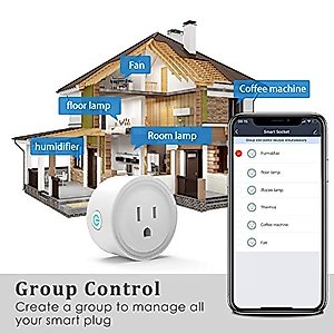 Smart Plug, Wi-Fi Outlet Switch That Work with Alexa/Google Home/Smart Life, Timer Schedule ON/Off Plug, Mini Wireless Socket, 2.4 GHz， No Hub Required, 2 Pack