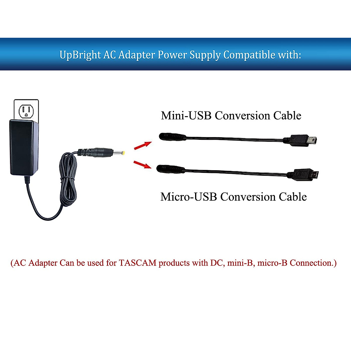 UpBright 5V AC/DC Adapter Compatible with Tascam PS-P520 E PS-P520E DP-008 DP-004 DP-006 MPGT1 CDGT2 DR1 DR-07 Recorder GT-R1 MP3 CD-BT2 D01140120B Sunny SYS1319-1005 TEAC 5VDC 2A Power Supply Charger