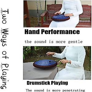 Steel Tongue Drum 15 Note 14 Inch Harmonic Tank Drum Handpan Drum Meditation Yoga Zen with Mallets Travel Bag for Beginner Music Lovers Gift (Color : Black)