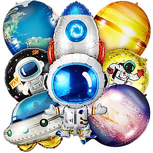Kasyat 8 Pieces Planet Balloons Astronaut Inflatable Decorations for Kids Birthday Party