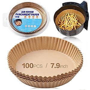 Large Air Fryer Disposable Paper Liner 8 Inch - Air Fryer Parchment Paper Disposable Air Fryer Round Liners - Food Grade Paper Liner For Air Fryer Basket - Fits Any Air Fryer 5 Quart