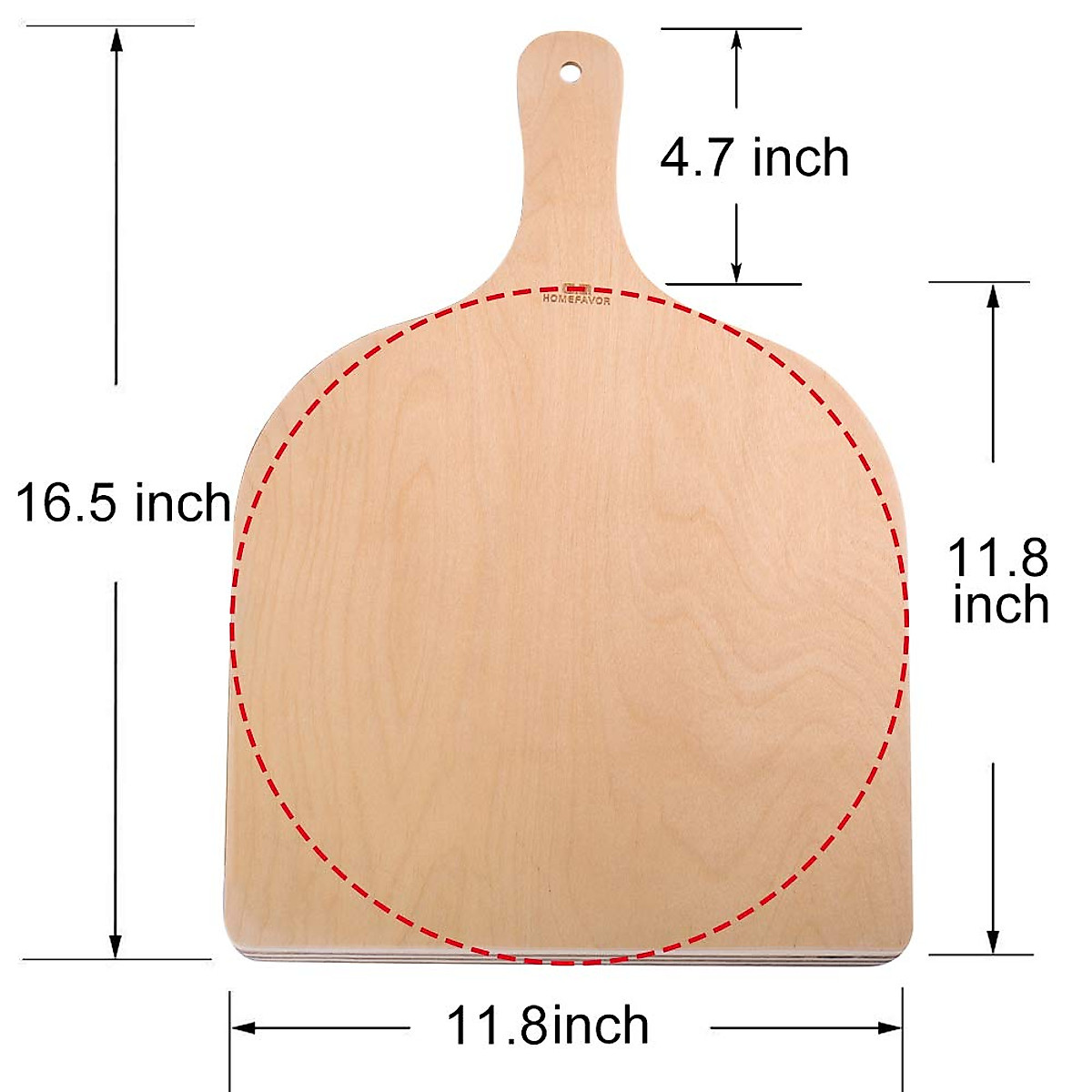 G.a HOMEFAVOR Premium Natural Wood Pizza Peel 12 inch, Large Pizza Paddle Spatula, Cutting Board for Baking Homemade Pizza and Bread - Set of 2