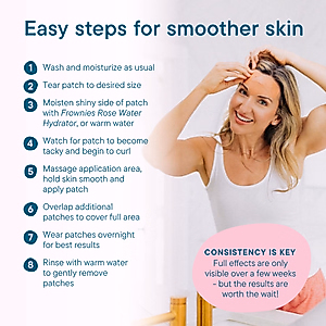 FROWNIES Forehead and Between the Eyes Facial Patches - Hypoallergenic Patches to Smooth & Soften Forehead Horizontal & Eleven Lines - For Overnight Use, 144 count