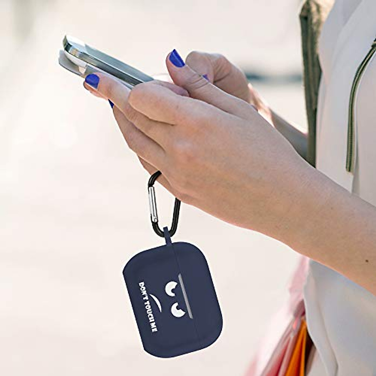 EasyAcc Silicone Funny Case Cover for AirPods Pro 2019, AirPod Pro Case Protective Skin Air Pod Pro Cute Accessories with Keychain Dark Blue