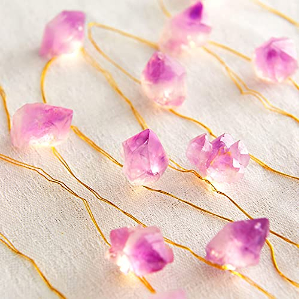 Nature Amethyst Crystal String Lights for Bedroom 6.5FT 20LEDs USB/Battery Operated Grape Crystal Light Pure Purple Fairy Lights Plug in for Natural Life Cute String Lights for Office