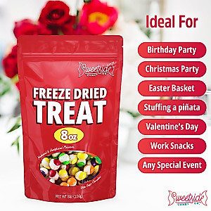 Freeze Dried Candy Skittles - Assorted Original Flavors Snack - Orange, Lemon, Grape, Strawberry and Lime, Perfect for Holidays, Traveling, Camping or as a Sweet Treat Gift, (8oz)