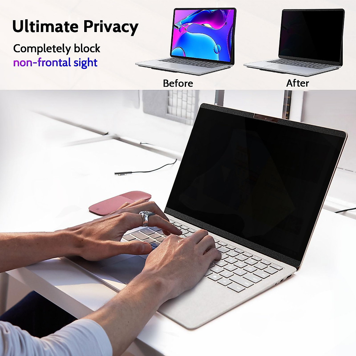 Peslv Magnetic Privacy Screen for Microsoft Surface Laptop Studio 2/1 14.4-Inch, Removable Anti Blue Light Glare Filter, Black Security Private Spy Block Protector