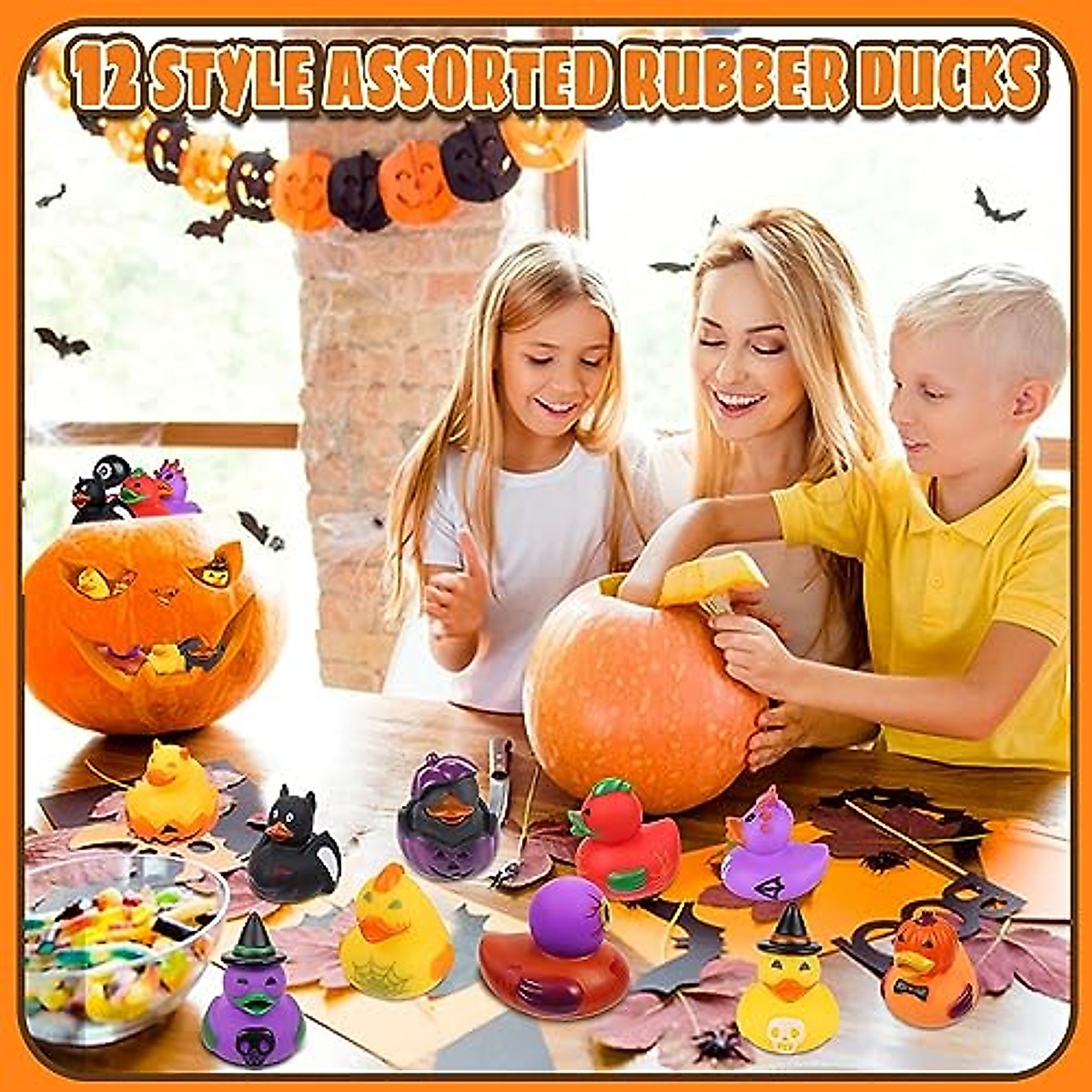 Mikulala 24Pcs Halloween Rubber Ducks Party Favors - 2 Inch Duck Toy for Kids Trick or Treat Supplies, Goodie Bag Fillers, Baby Showers, Prizes and Toys