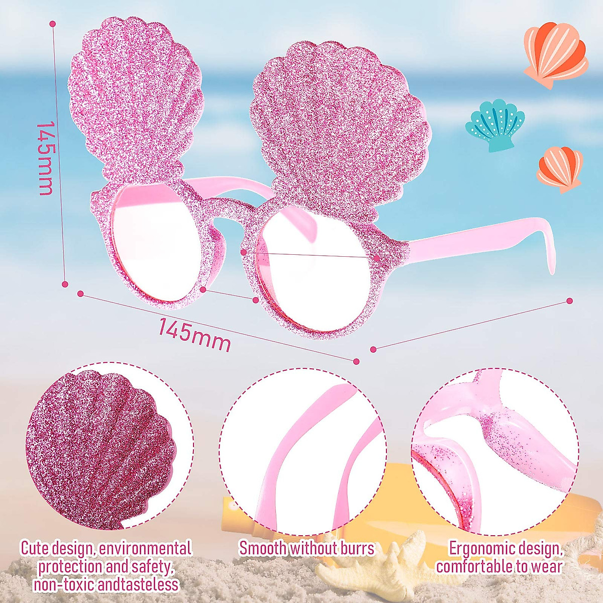 8 Pairs Luau Party Sunglasses, Hawaiian Funny Sunglasses Summer Party Sunglasses Novelty Eyeglasses Tropical Fancy Dress Props for Creative Hawaiian Beach Theme Party Supplies