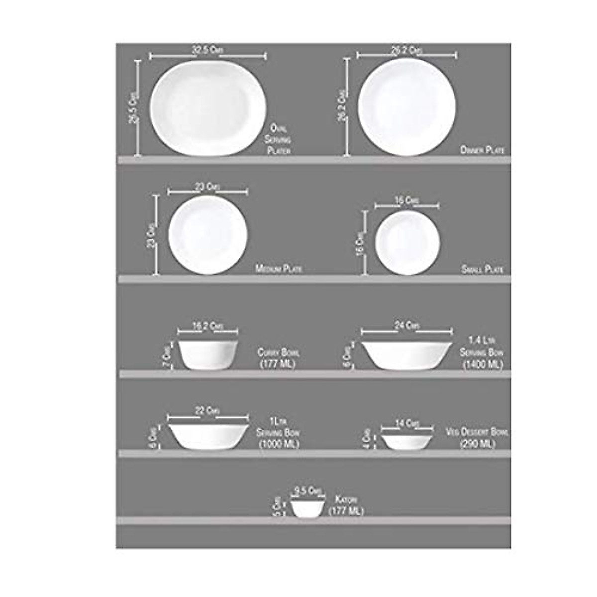 Corelle ES Winter Frost White Glass Microwave Katori 6 Pcs Set Combo Gift Item