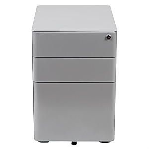 Flash Furniture Warner Modern 3-Drawer Mobile Locking Filing Cabinet with Anti-Tilt Mechanism and Hanging Drawer for Legal & Letter Files, Gray, Set of 1