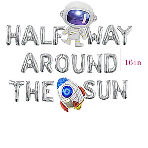 6 Months Birthday Decorations Boy,halfway around the sun balloon banner,1/2 Outspace Birthday Decorations,halfway Space Birthday Balloons