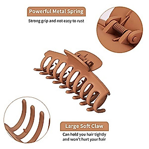 Vsiopy 6pcs 3.5 Inch Medium Large Claw Clips For Thick Hair, Big Hair Clip For Thin Hair, Girls' Hair Clips Claw, Neutral Hair Clips for Women, Matte Square Hair Claws Clips For Hair