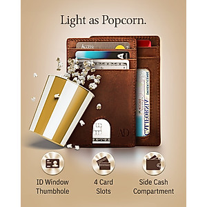 Access Denied REAL LEATHER Slim Minimalist Mens Wallet - Thin Front Pocket RFID Credit Card Holder Wallets For Men Holiday Gifts For Him